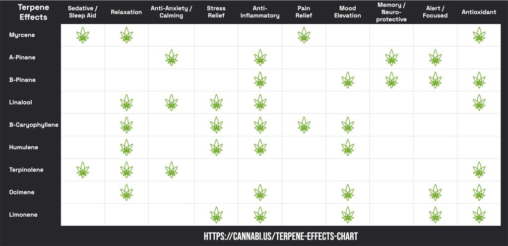 terpene effects chart - Cannabius